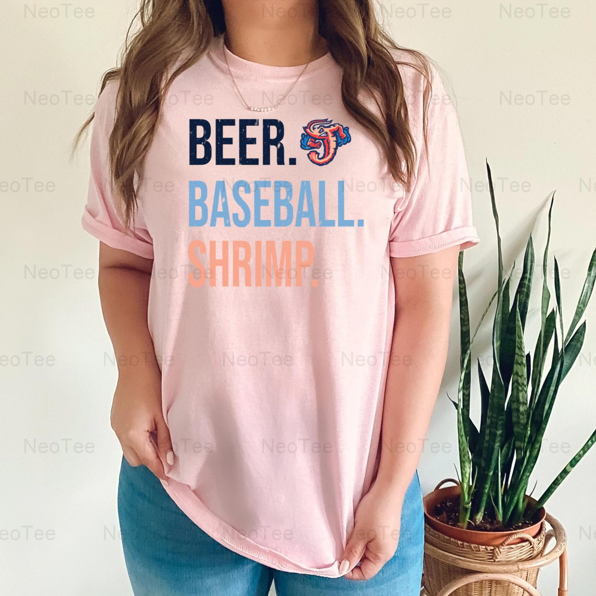 Beer Baseball Shrimp Funny Sports Food Drinking Game Day Fan Graphic T ...