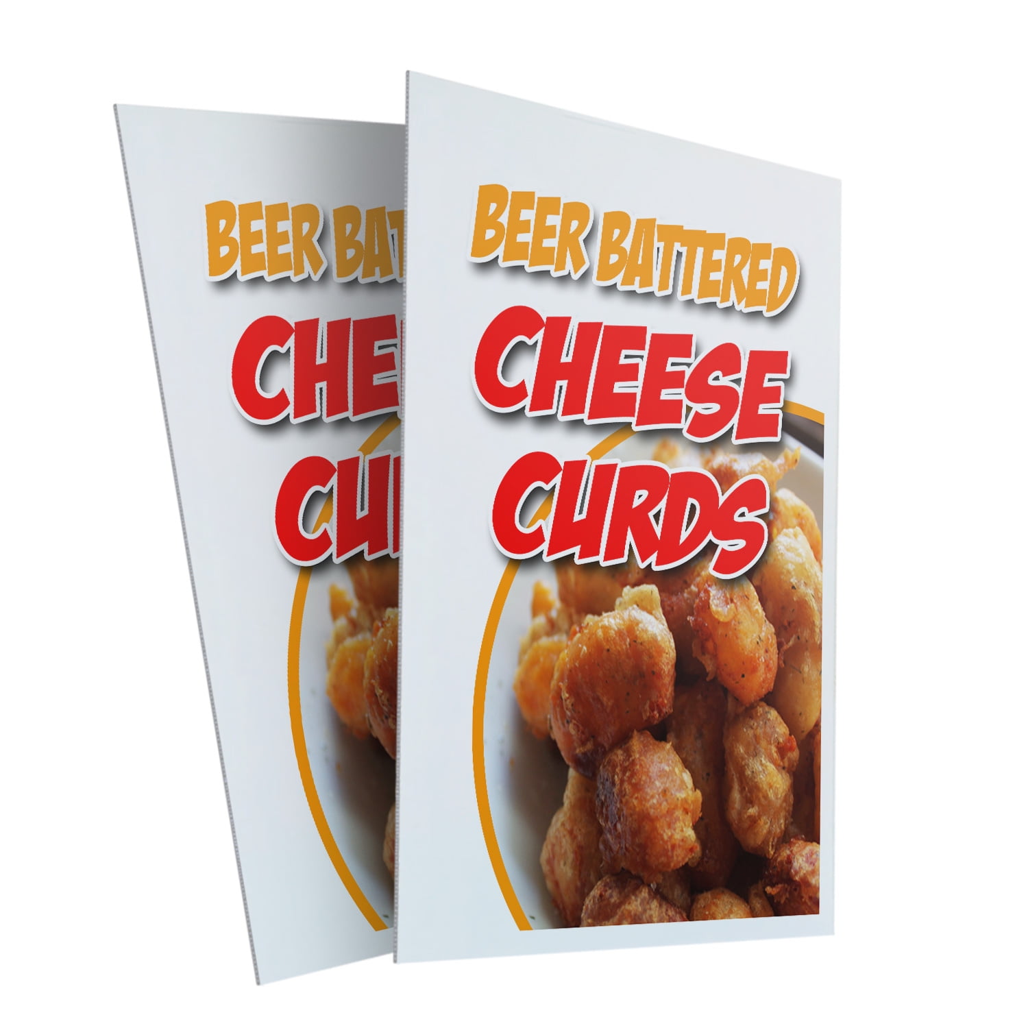 Beer Battered Cheese Curds (2-PACK) 24" x 36" Plastic Signs | Sign ...