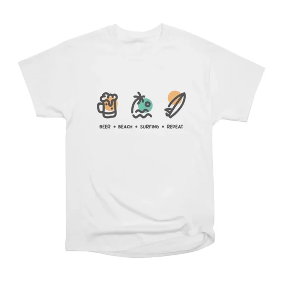 Beer Beach Surfing Repeat T-Shirt Tee Gift For Him Merch For Her ...