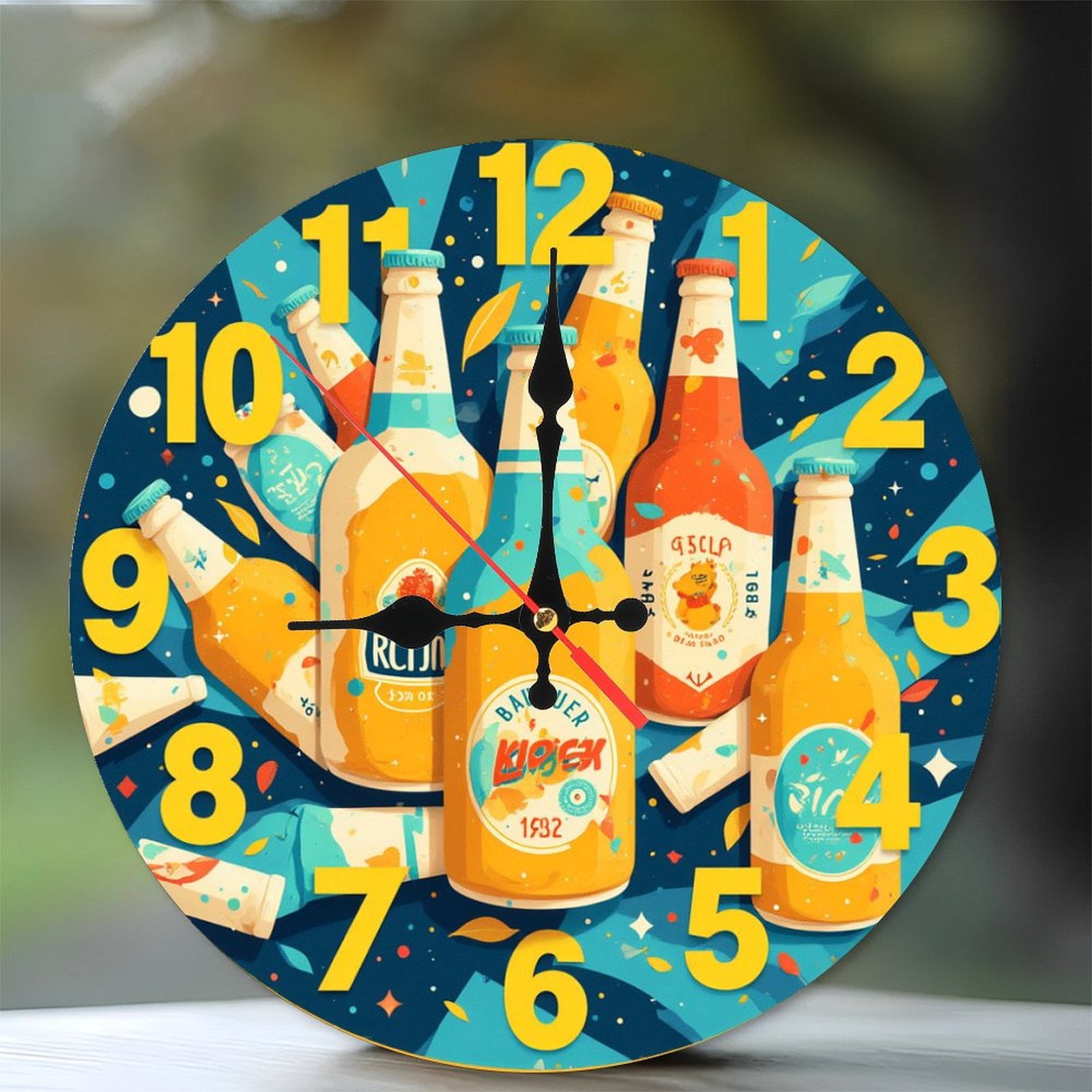 Beer Bottle Clock Wall Art Home Decor 10-Inch Silent Wooden Wall Clock ...