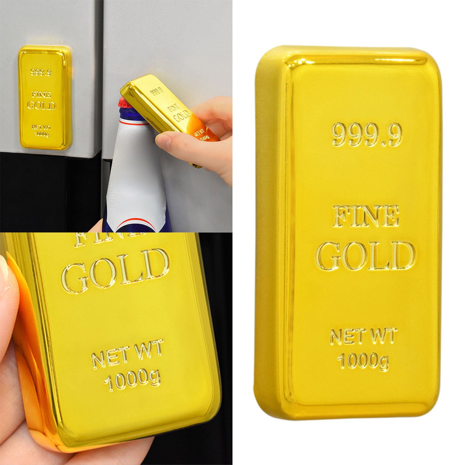 Beer Bottle Opener|Gold Brick Magnet Beer Simulation Gold Bar Suction ...
