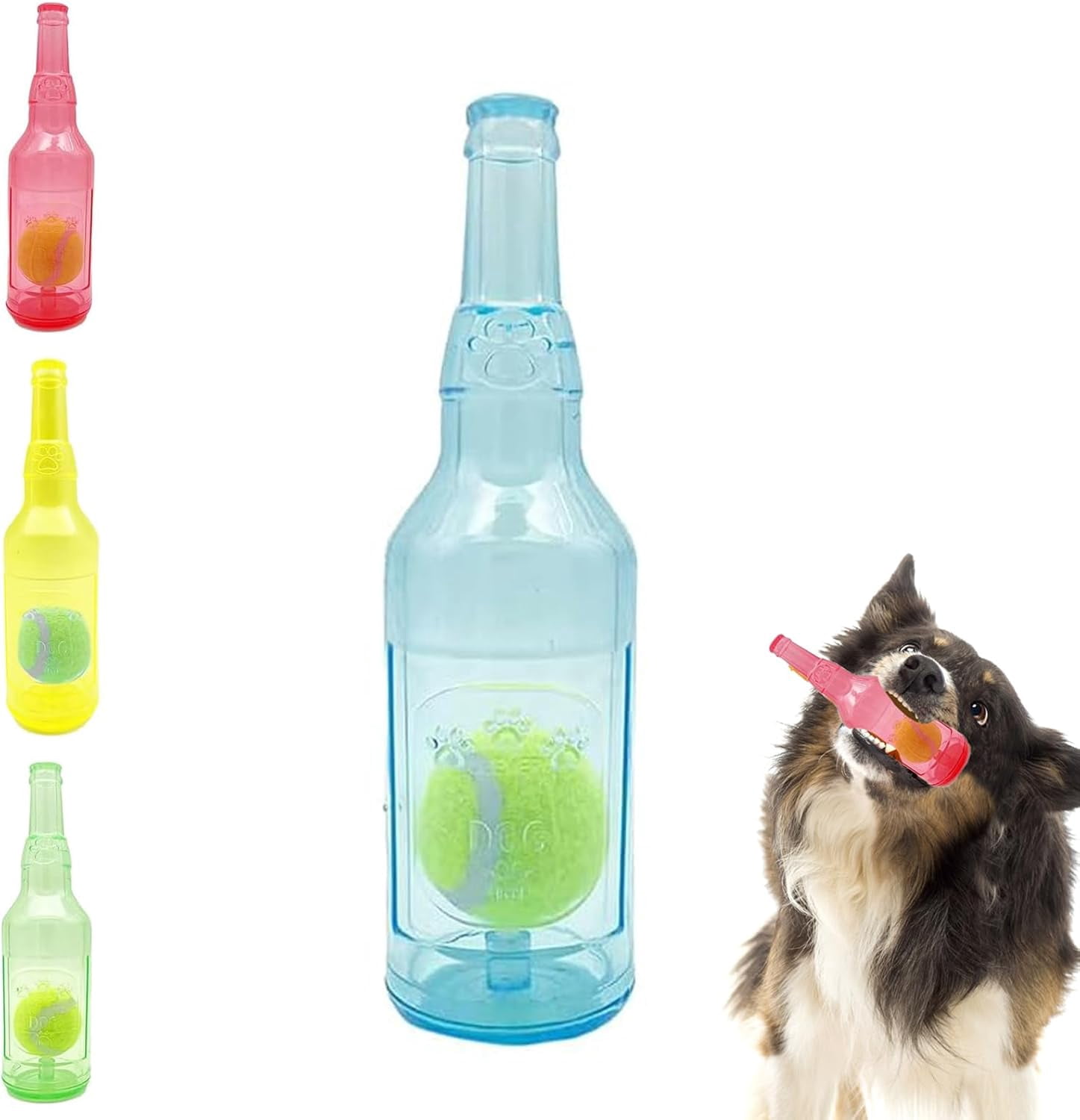 Beer Bottle with Tennis Ball Dog Chew Toy, 2-in-1 Dog Chew Toy Set, TPR ...