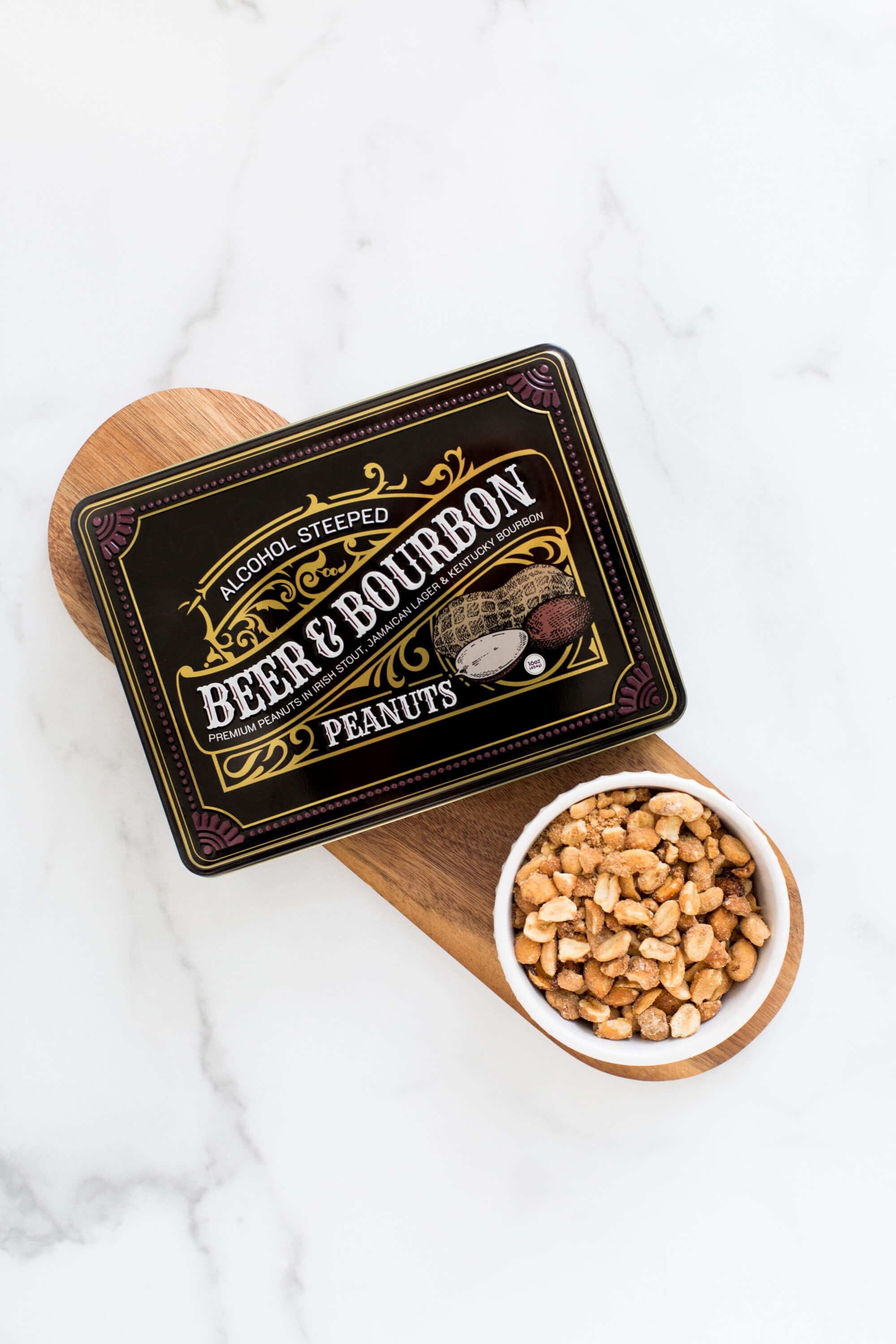 Beer & Bourbon Flavored Peanuts Tin - Assorted Gourmet Nuts for Sweet ...