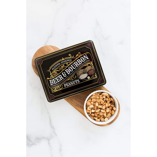 Beer & Bourbon Flavored Peanuts Tin - Assorted Gourmet Nuts for Sweet ...