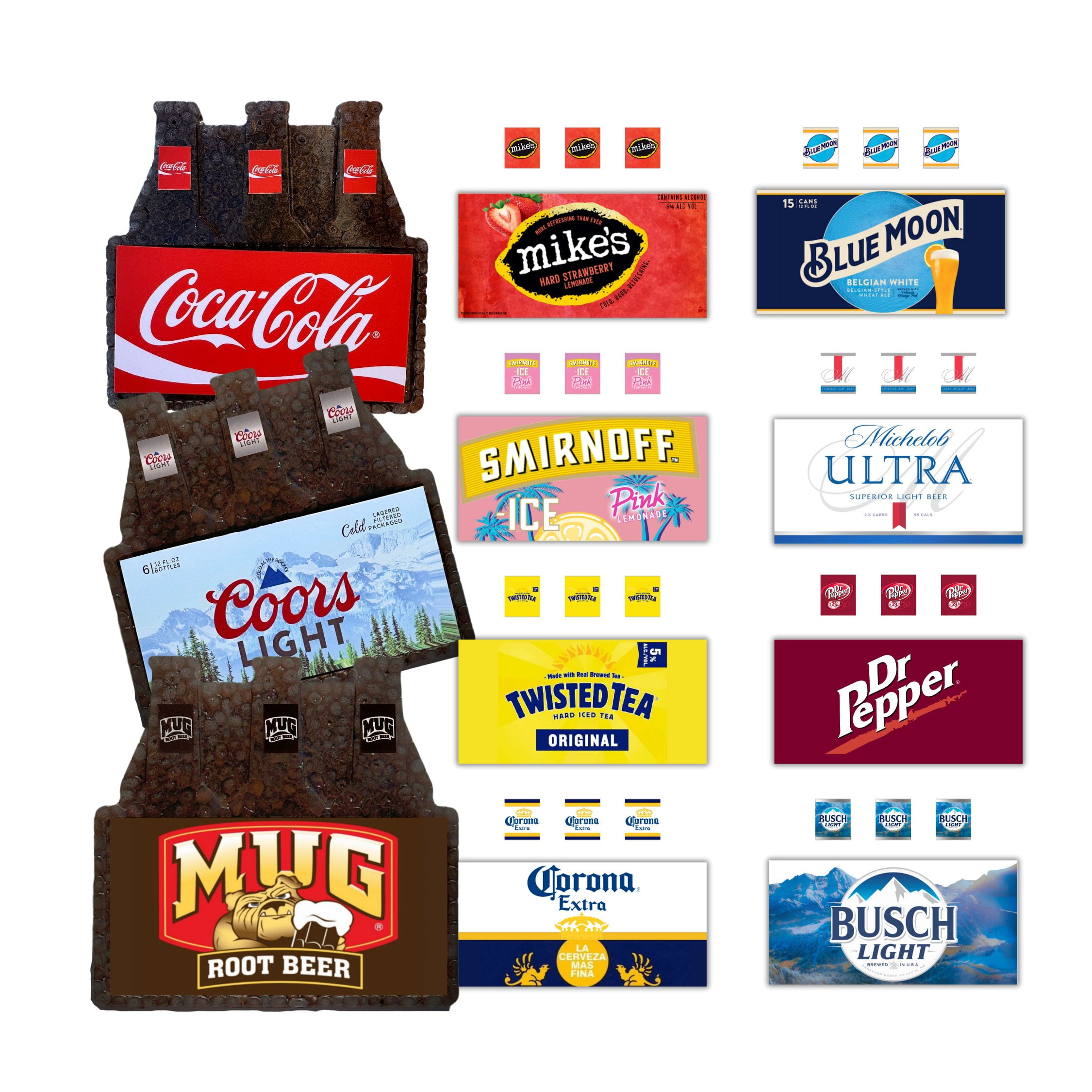 Beer Can Bottle 6 Pack Case Freshie Cardstock Cutouts 11 Designs 44 ...