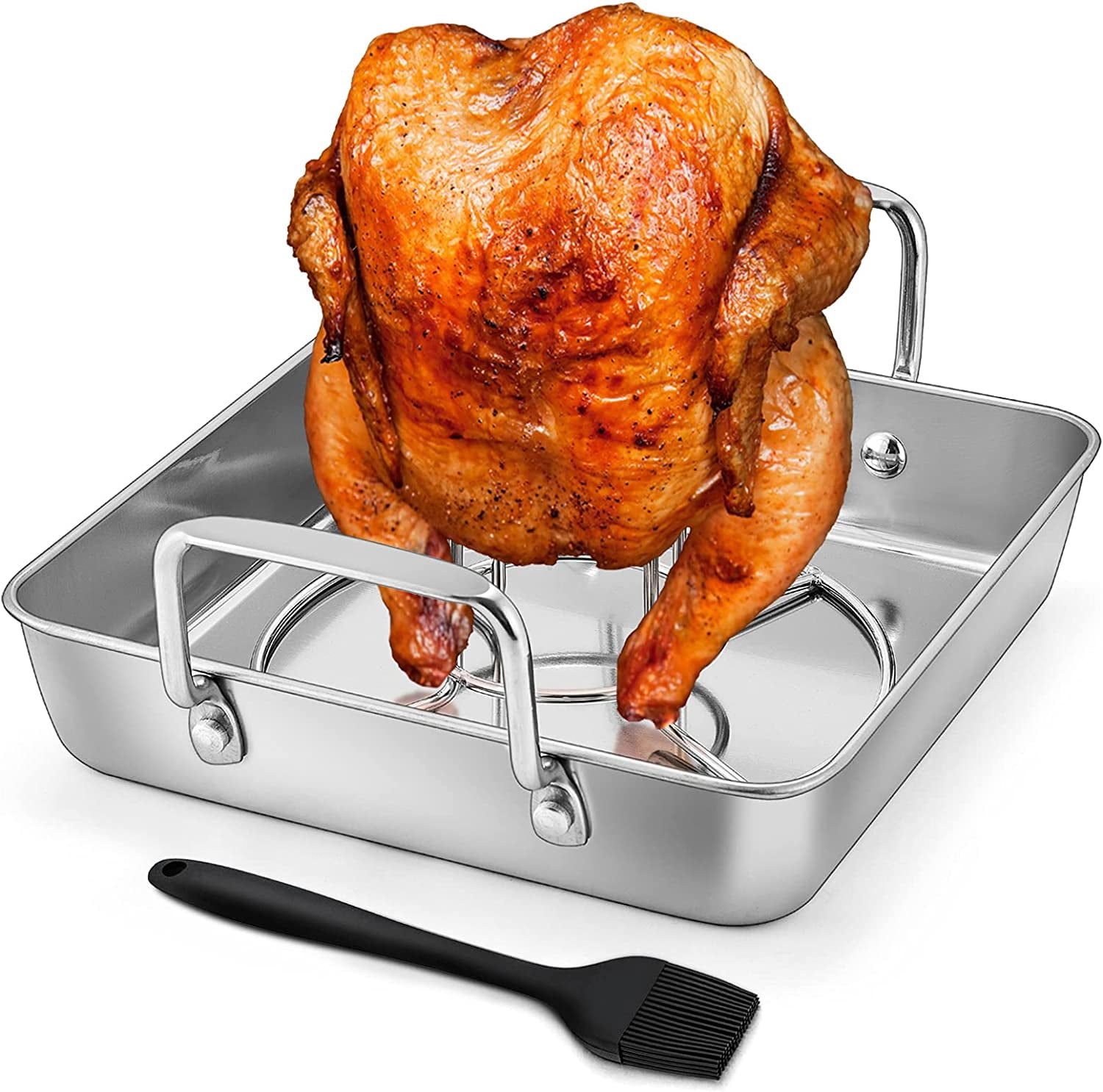 Beer Can Chicken Holder 3Pcs, Includes Stainless Steel Vertical Chicken ...