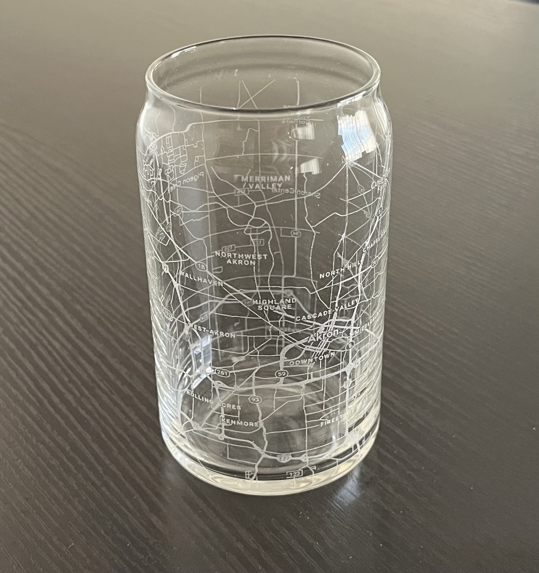 Beer Can Glass 16 oz Urban City Map Akron Ohio - Walmart.com
