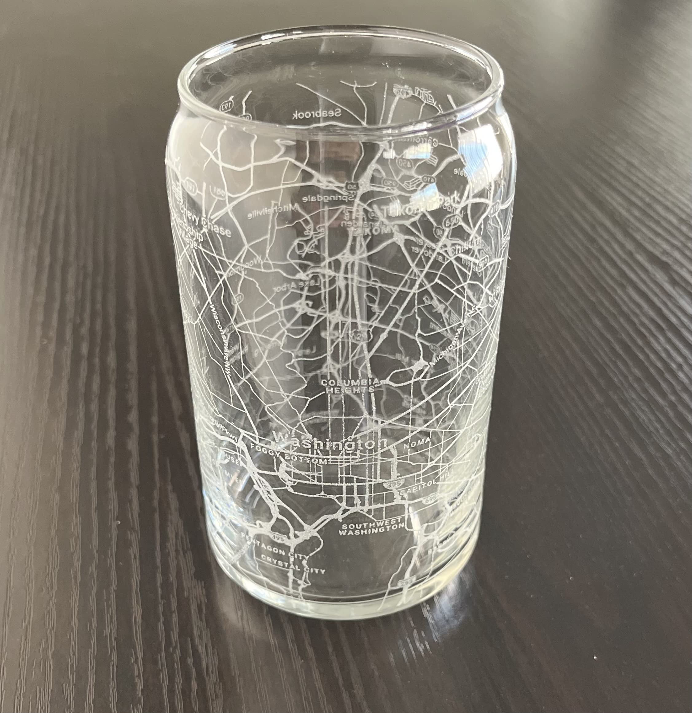 Beer Can Glass 16 oz Urban City Map Washington DC - Walmart.com