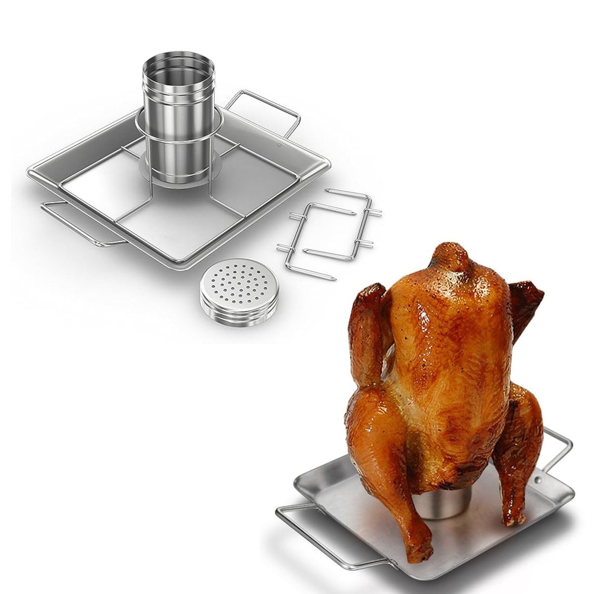 BBQ Stand, Beer Can Chicken Roaster, Multi-Function Barbecue Spike ...
