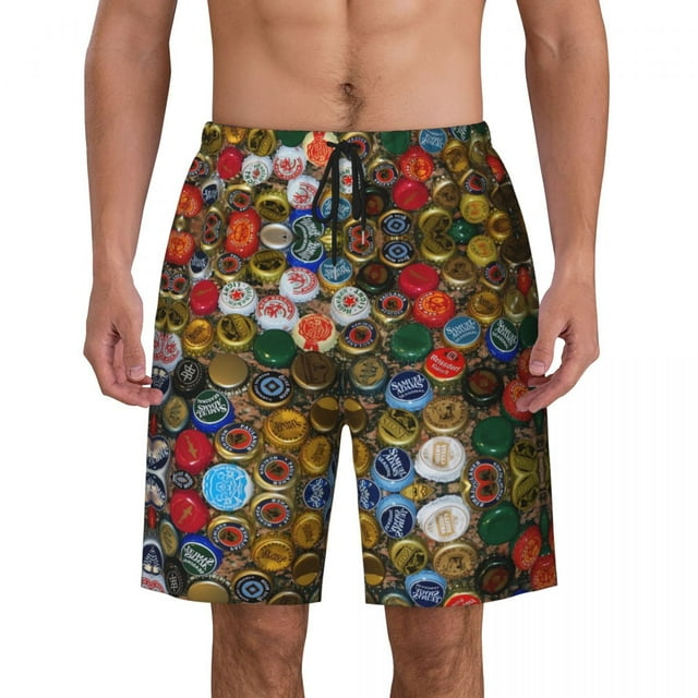 Beer Cap Board Shorts Summer 3D Printing Cool Casual Board Short Pants ...
