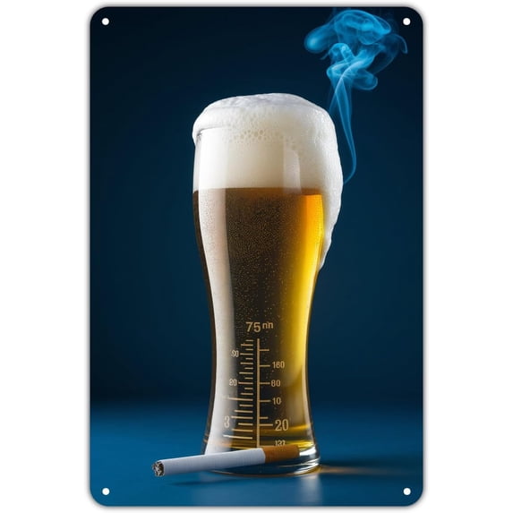 Beer and Cigarette tin sign Vintage Smoker Metal Sign Print Aesthetic ...