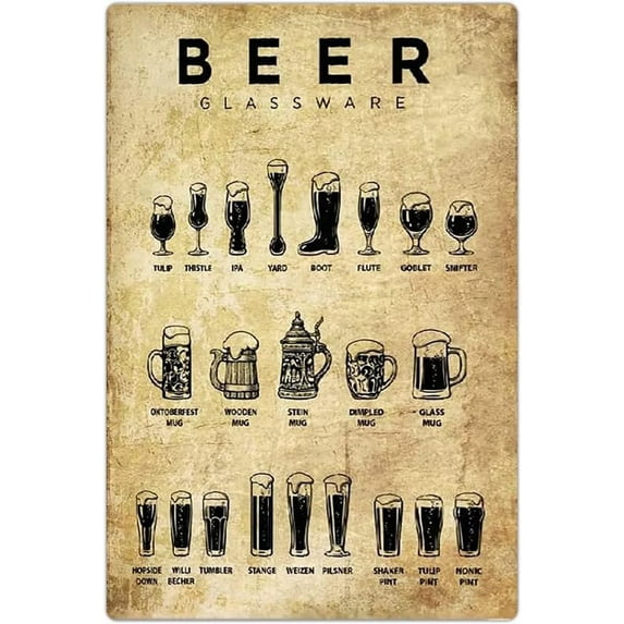 Beer Class Ware Metal Signs Bar Wall Art Decor Retro Poster For Bedroom ...