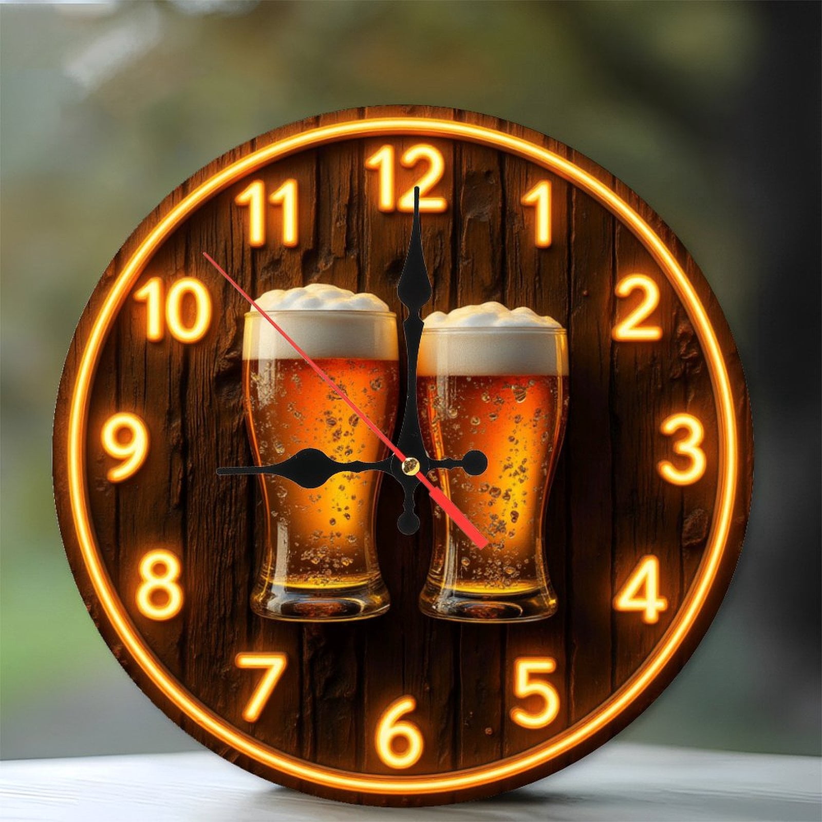 Beer Clock Home Bar Decor Wall Art Gift 10-Inch Silent Wooden Wall ...
