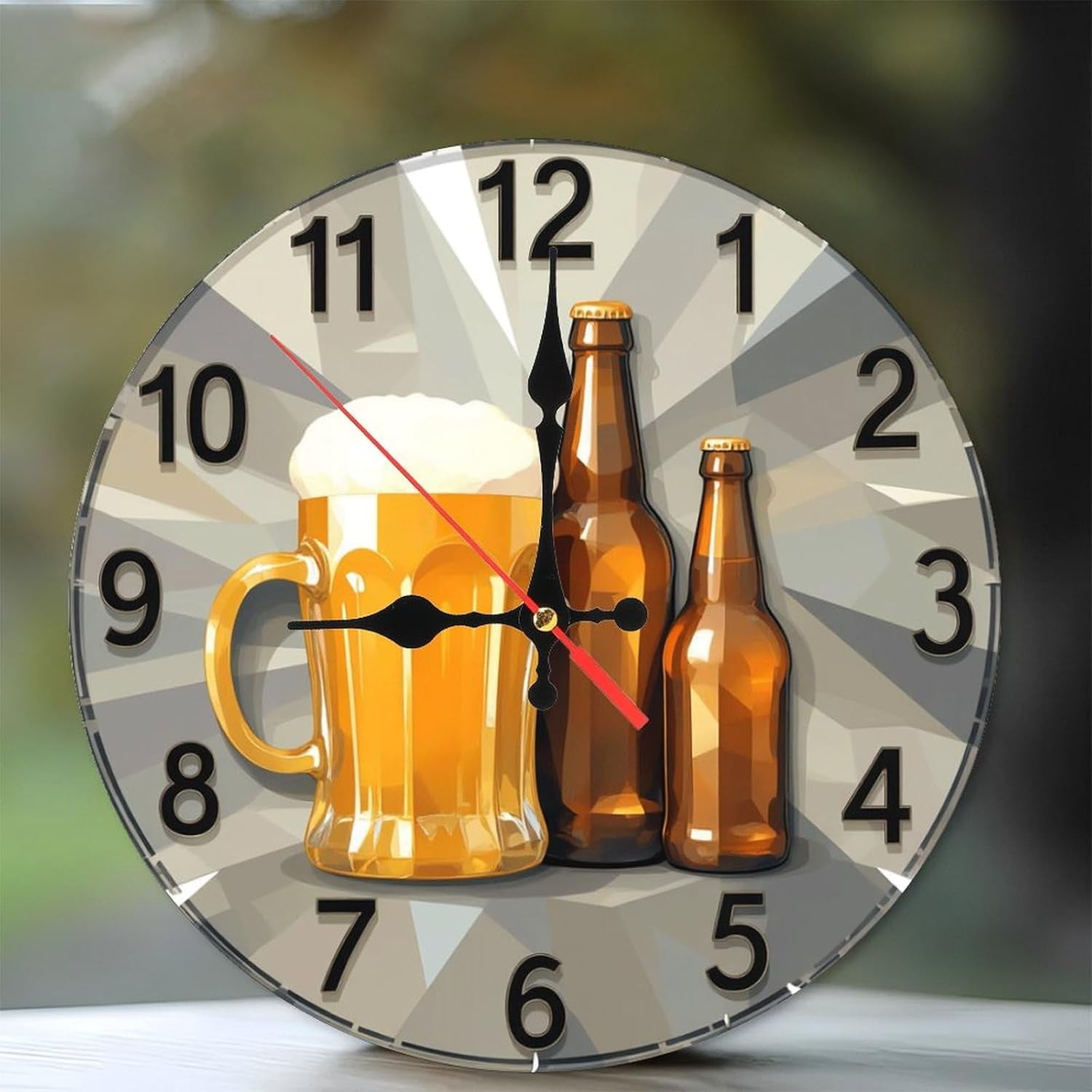 Beer Clock Wall Art with Bottles Decor 10-Inch Wooden Wall Clock ...
