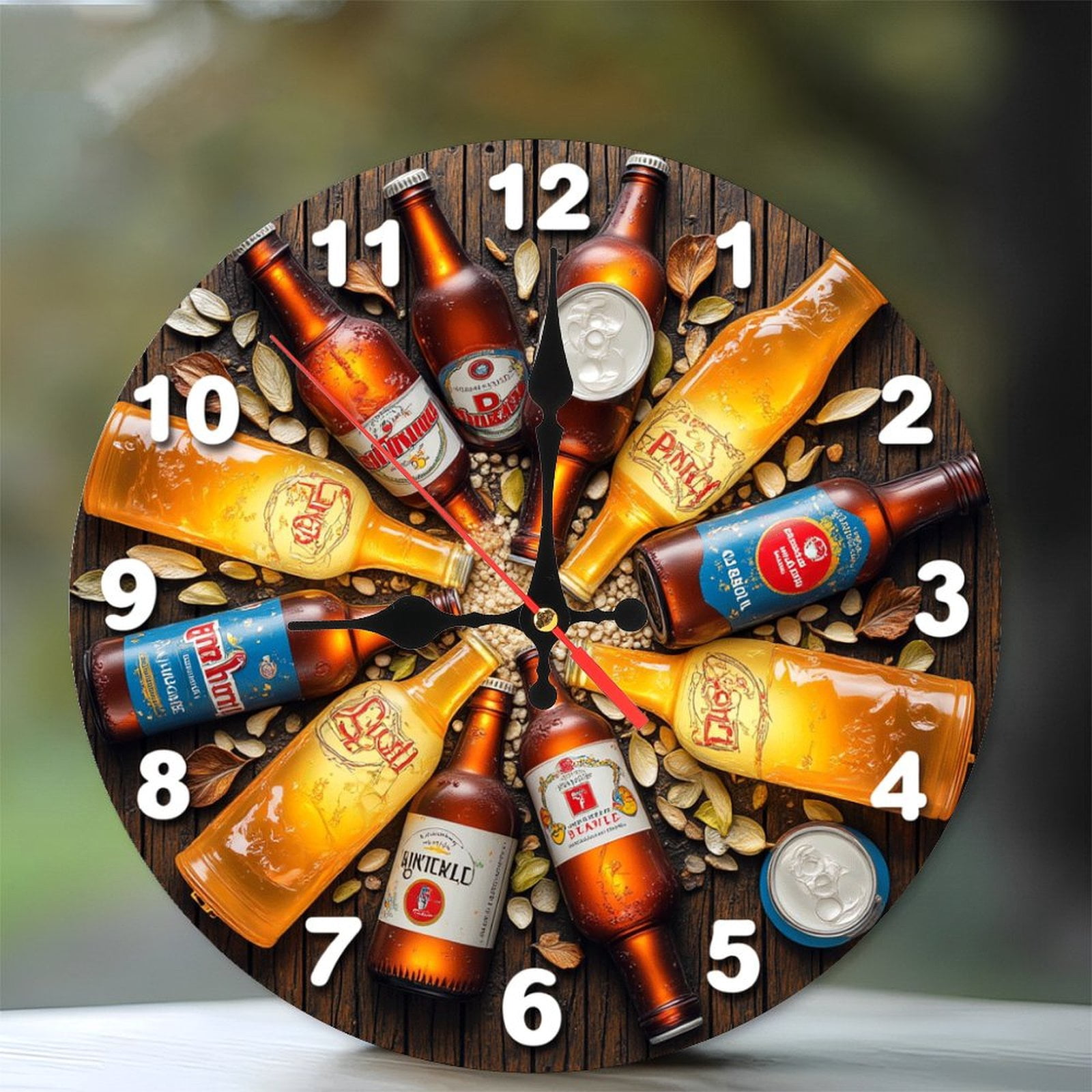Beer Clock Wall Decor， Vintage Bottle Design， Home Bar Decor 10-Inch ...