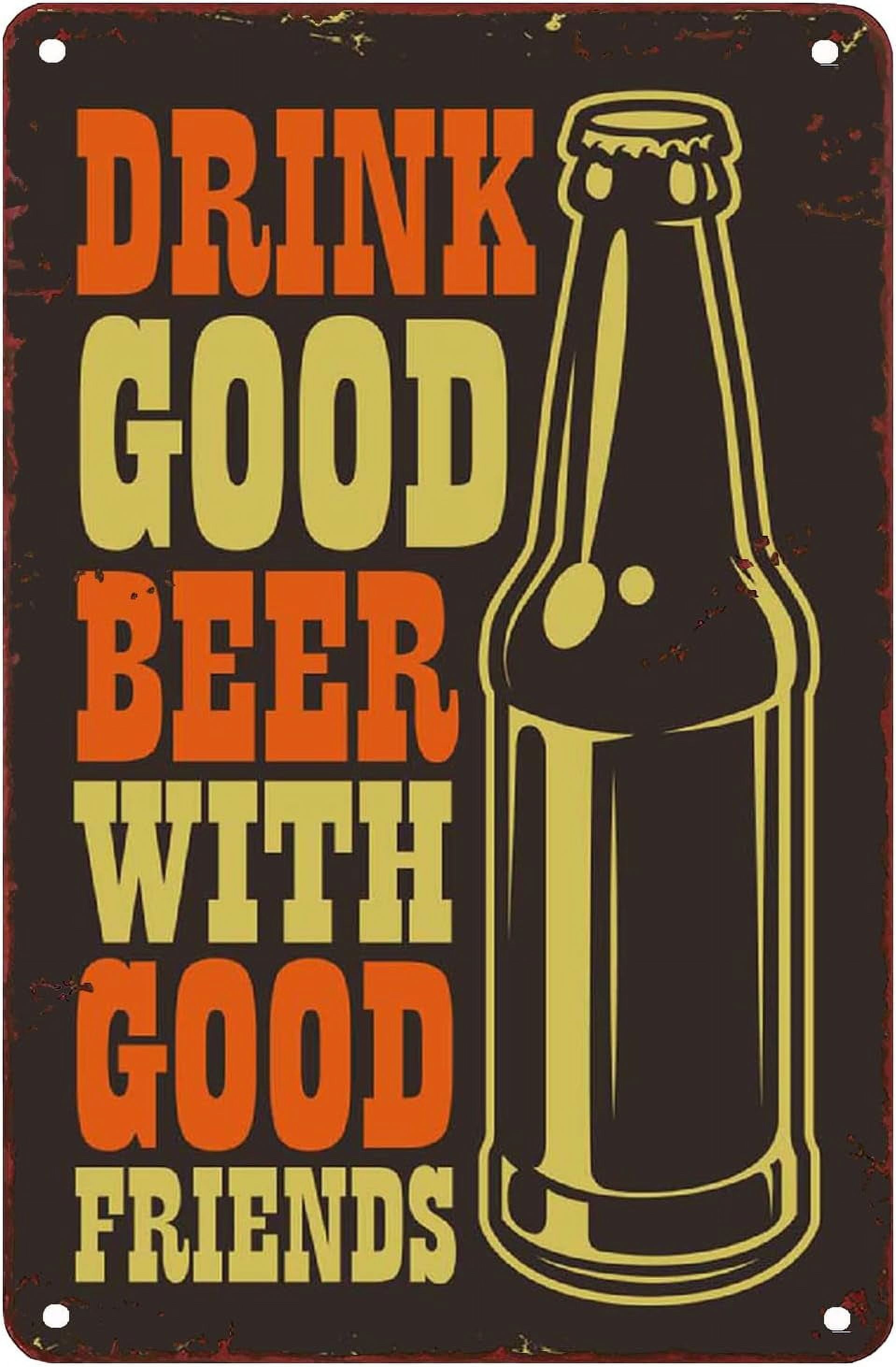 Beer Decor for Birthday Drink Beer Vintage Metal Wall Decor Tin Sign ...