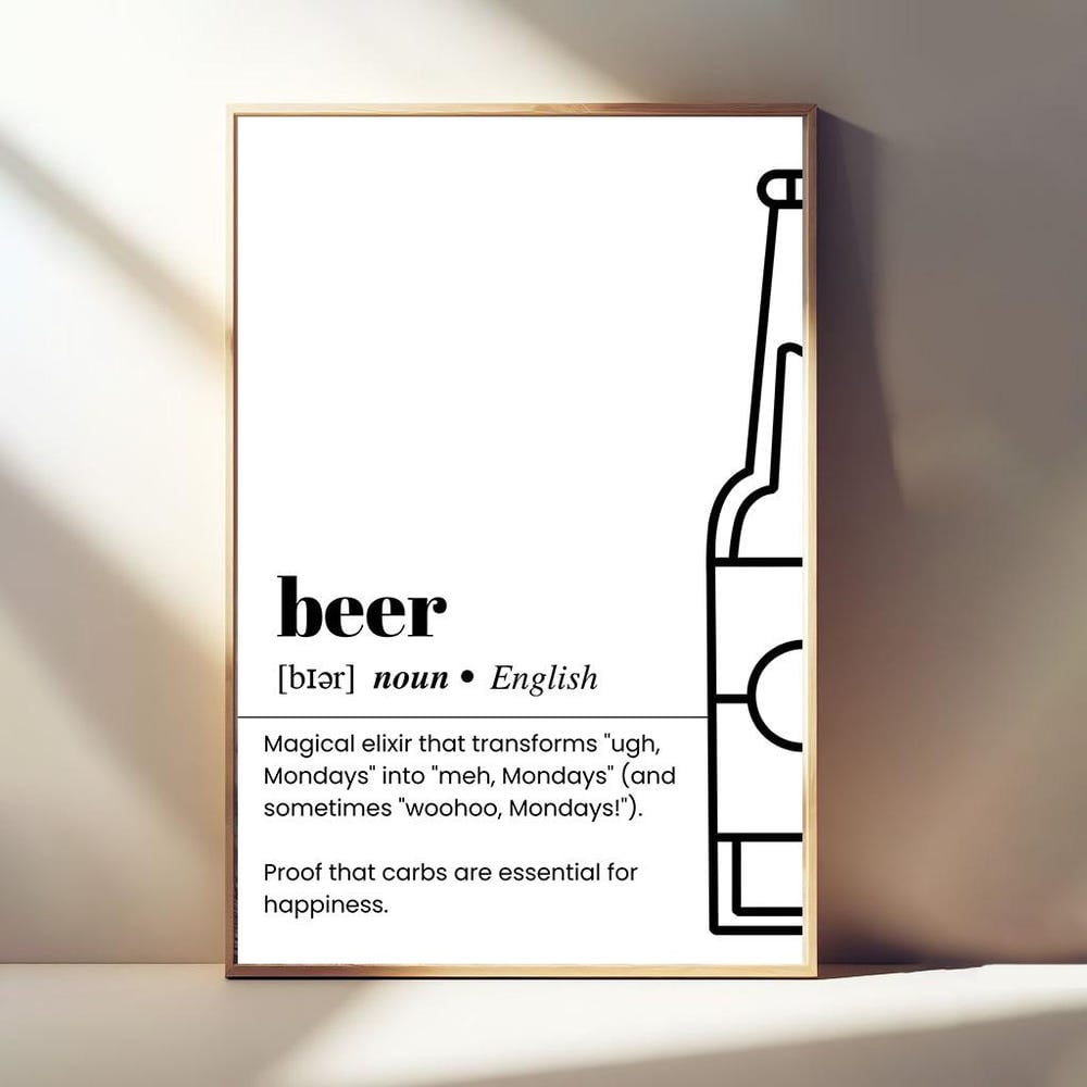 Beer Definition Print, Home Print Poster, Bar Wall Art, Minimalist ...