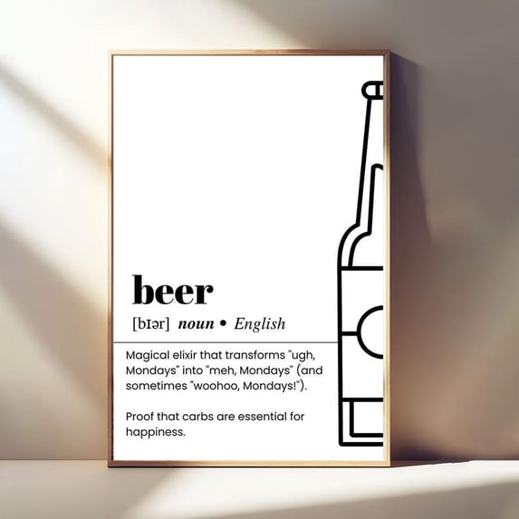 Beer Definition Print, Home Print Poster, Bar Wall Art, Minimalist ...