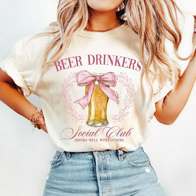 Beer Drinkers Social Club Shirt, Coquette Beer Shirt, Girly Beer Shirt ...