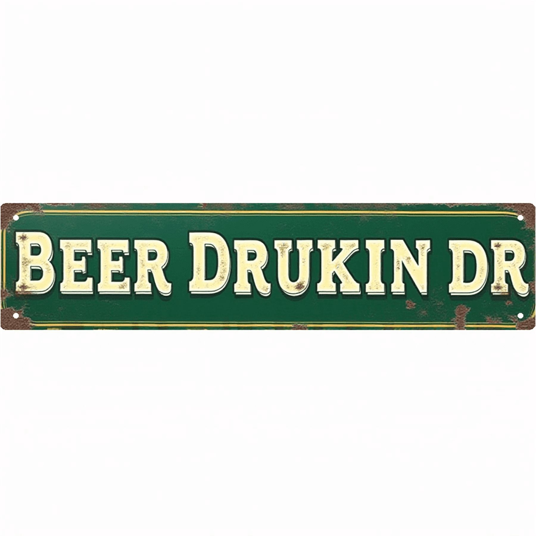 Beer Drinking Drive Metal Sign 16x4 Inches "BEER DRUKIN DR" Wall Decor ...