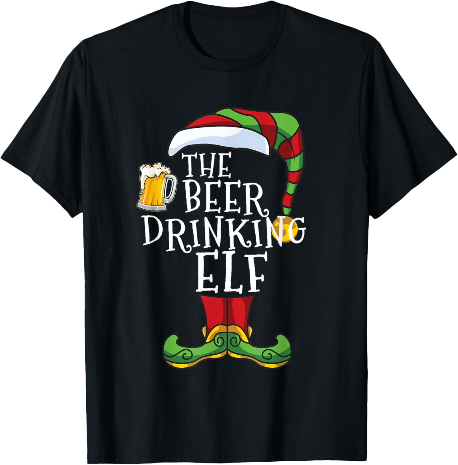 Beer Drinking Elf Lover Family Matching Christmas Funny T-Shirt - Walmart.com