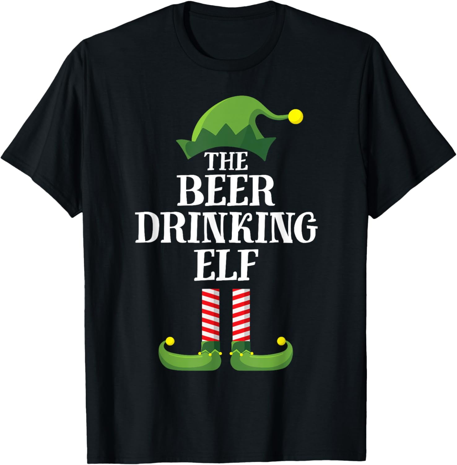 Beer Drinking Elf Matching Family Group Christmas Party PJ T-Shirt ...