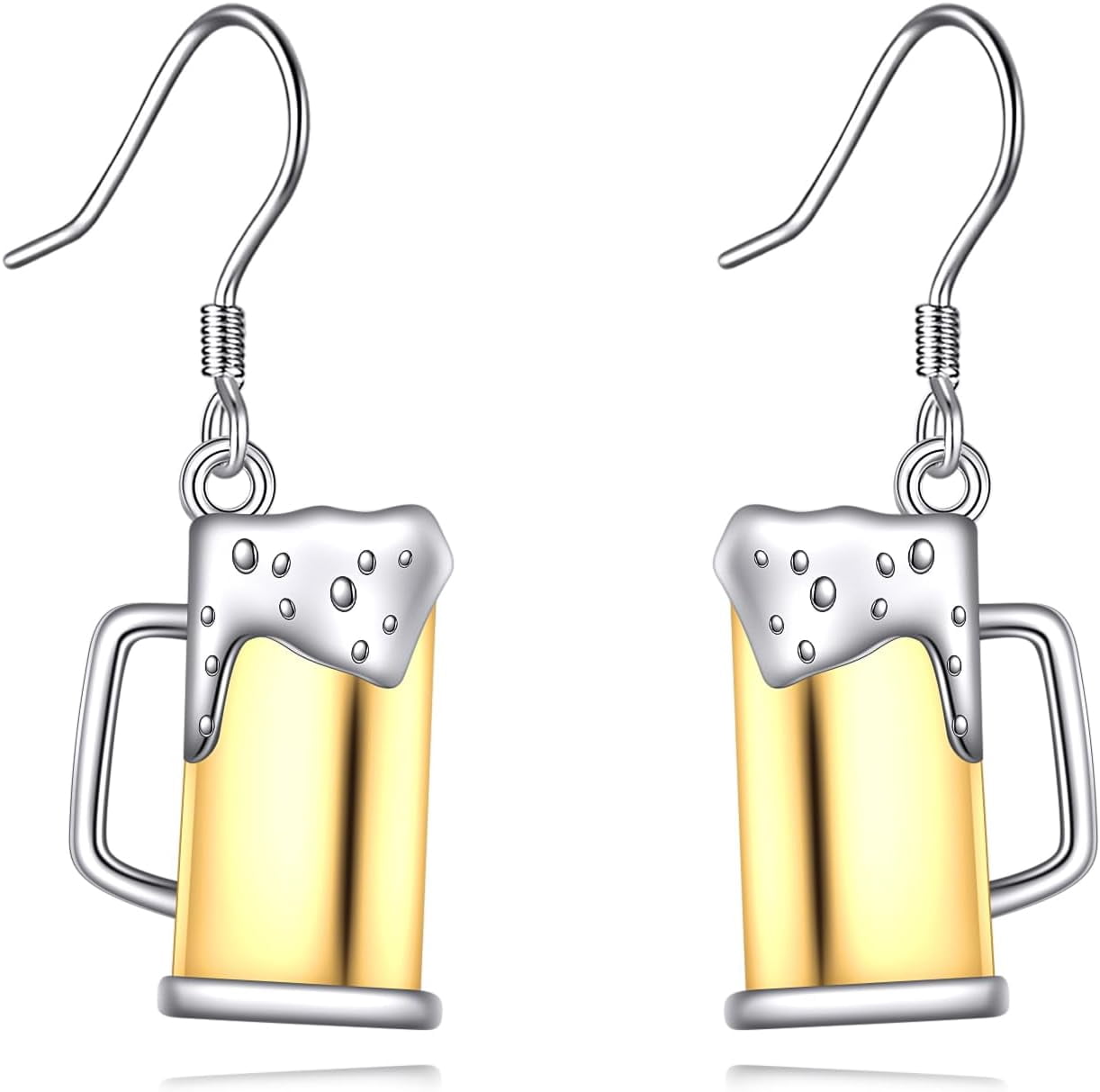Beer Earring 925 Sterling Silver Beer Dangle Drop Earrings Funny Beer ...