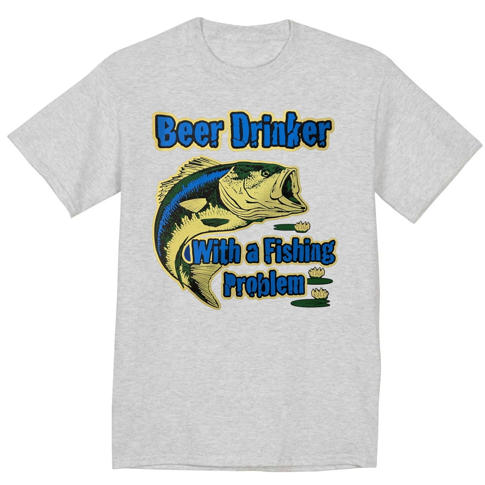 Beer Fishing Funny T-shirt Mens Graphic Tees Clothing Apparel - Walmart.com