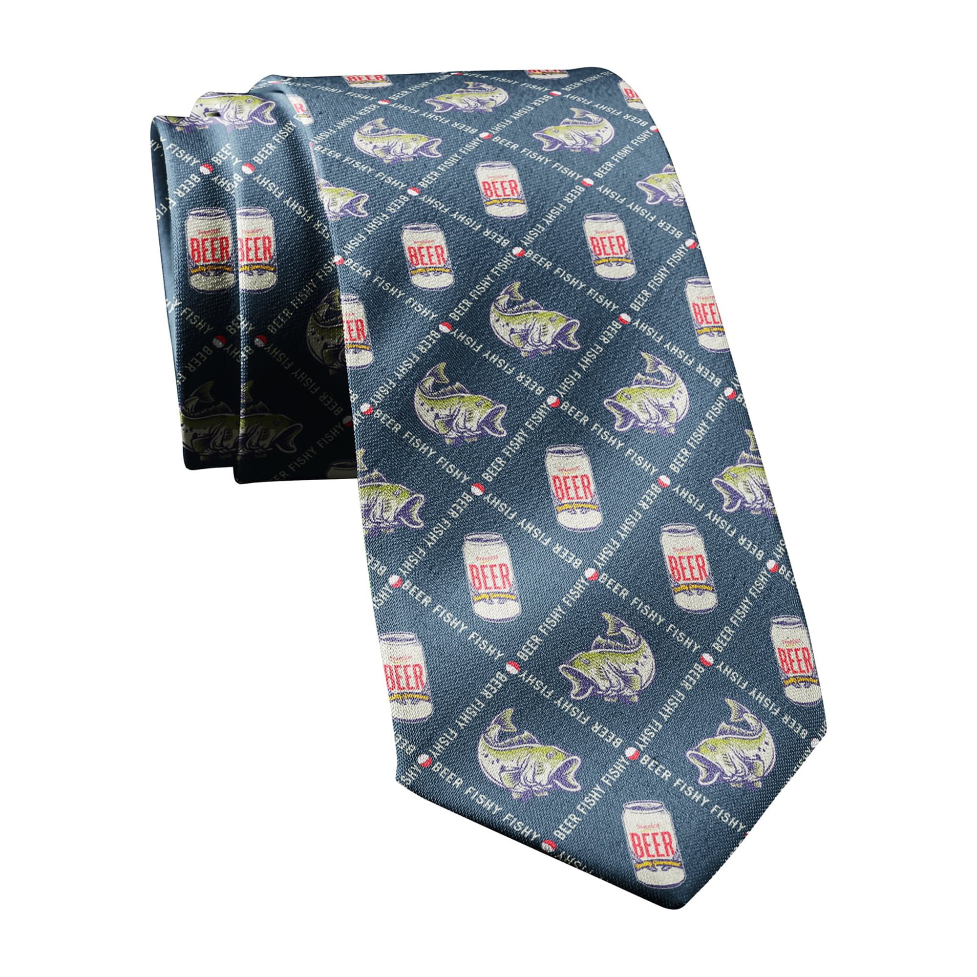 Beer Fishy Fishy Tie Funny Neckties for Men Cool Fishing Ties for Guys ...