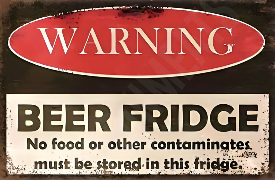 Beer Fridge No Other Contaminates Stored Funny Metal Aluminum Sign ...