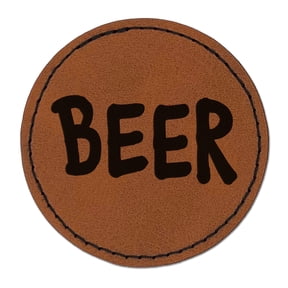 Papa Cursive Text Dad Father 2.5" Faux Leather Round Engraved Iron-On ...