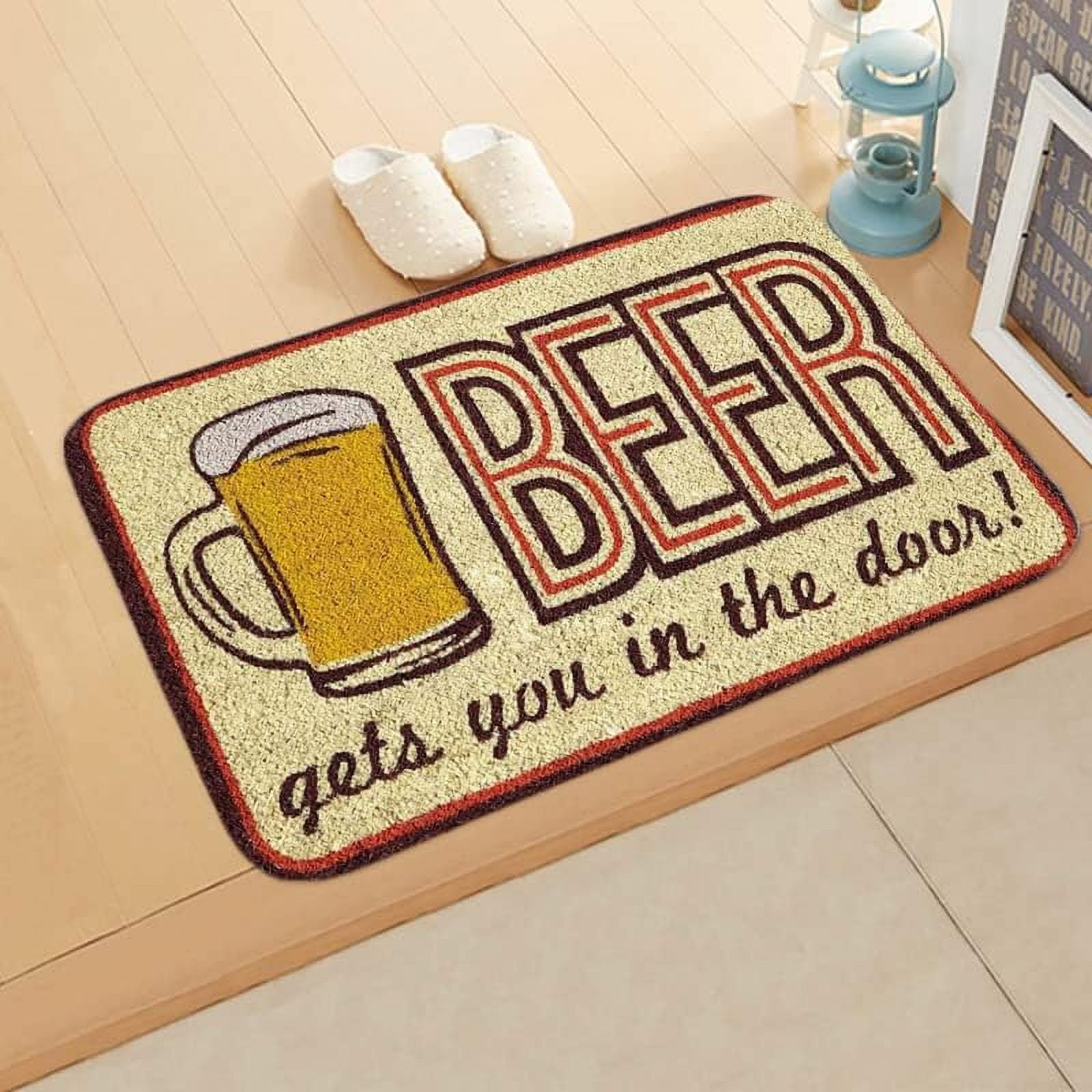 Beer Gets You in The Door ! Funny Welcome Mat Non-Slip and Washable ...