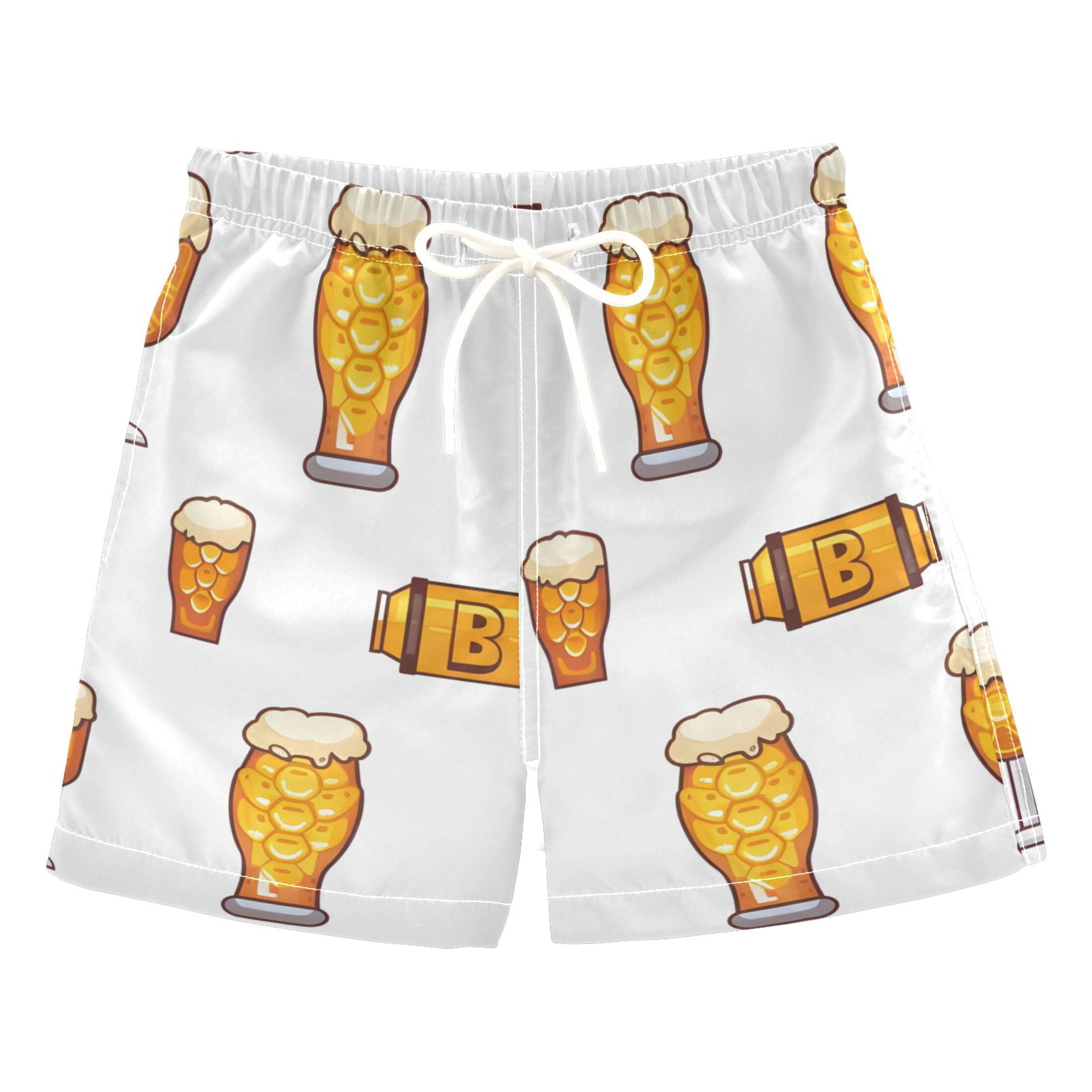 Beer Glass Cartoon Cute Boys' Swim Trunks Board Shorts Beach Pants ...