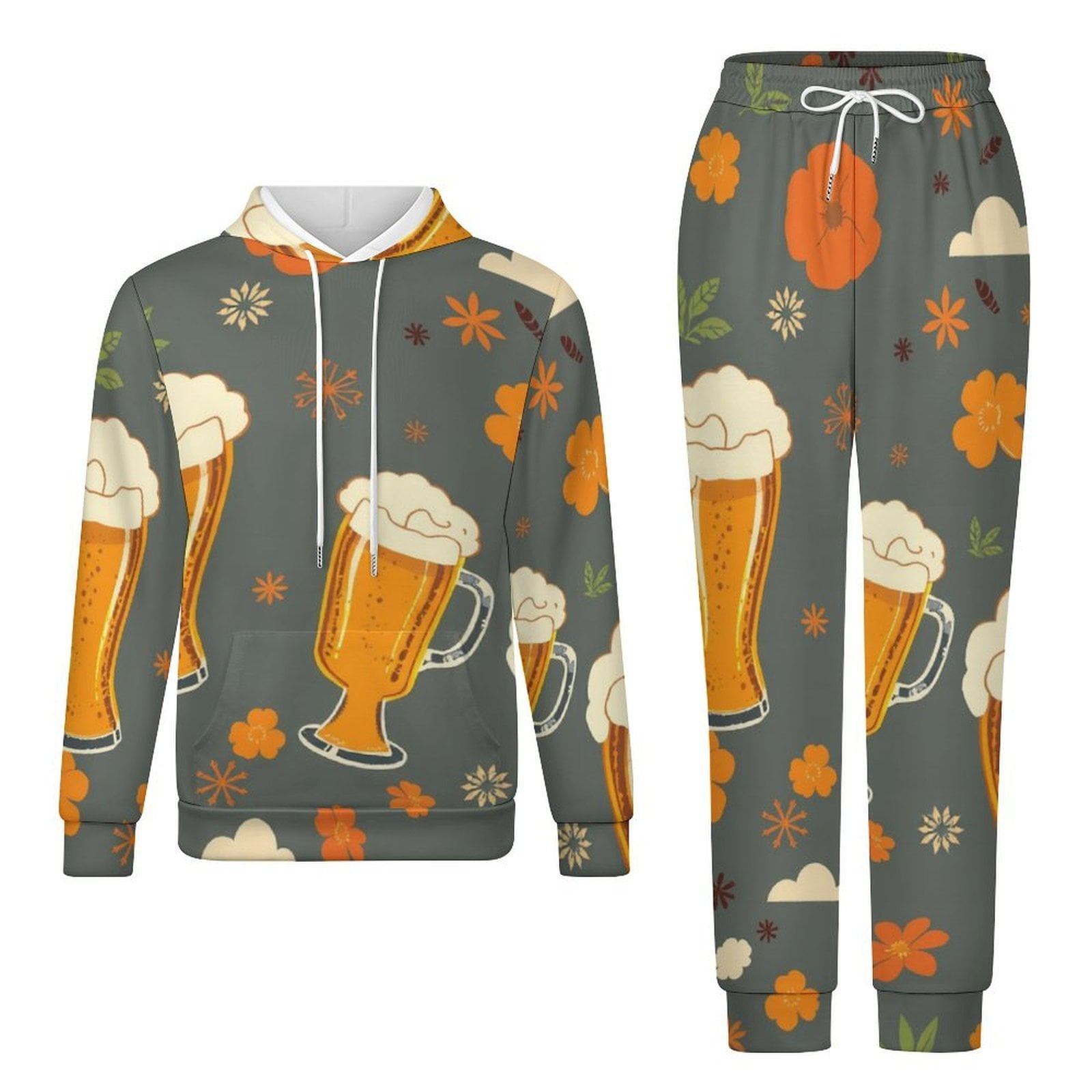 Beer Glasses Flowers Pattern Wallpaper. Hoodie And Pants Set Tracksuit ...