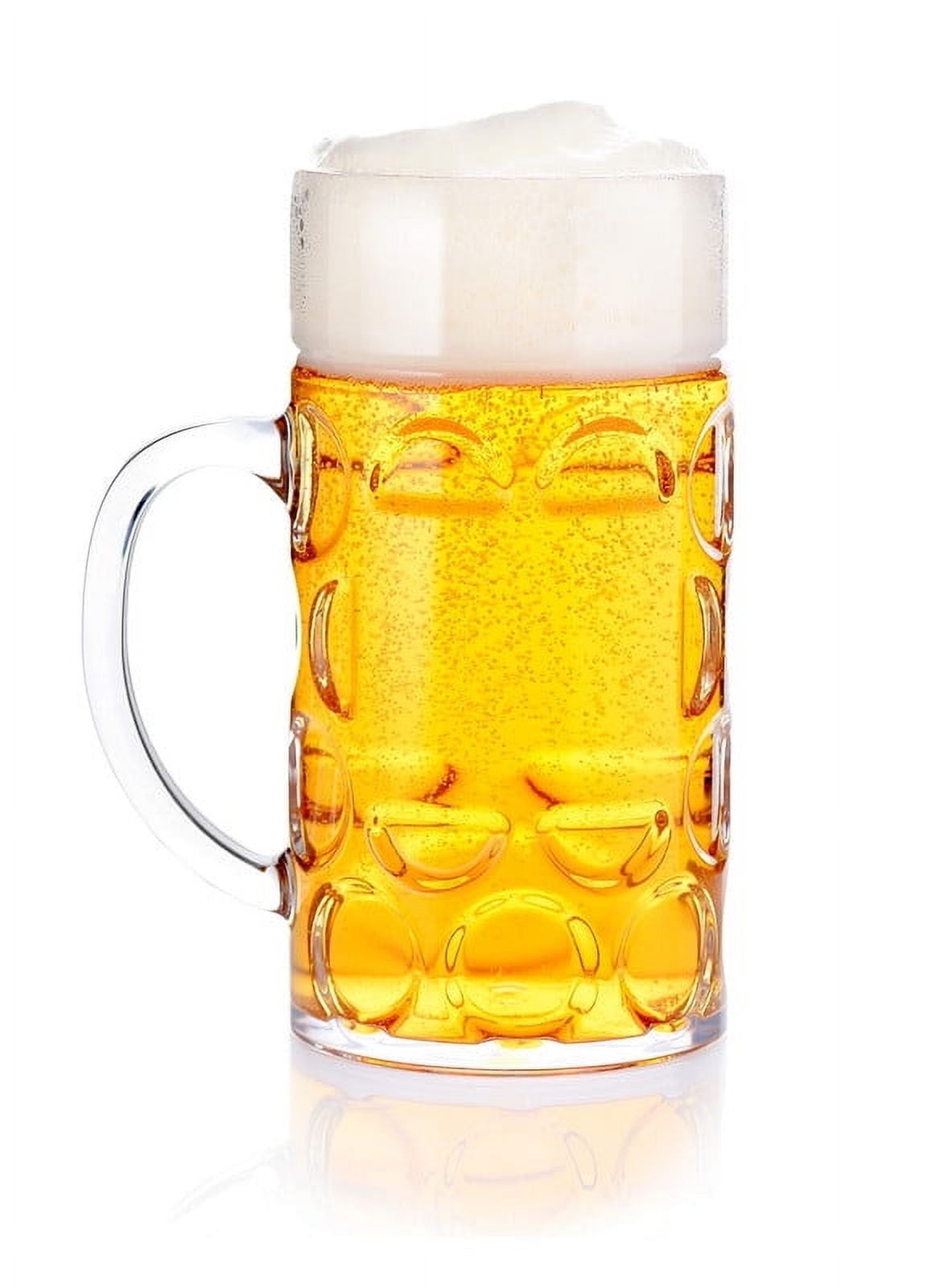 Beer Glasses with Handles Clear Plastic Beer Mugs Freezable 32 oz Glass ...