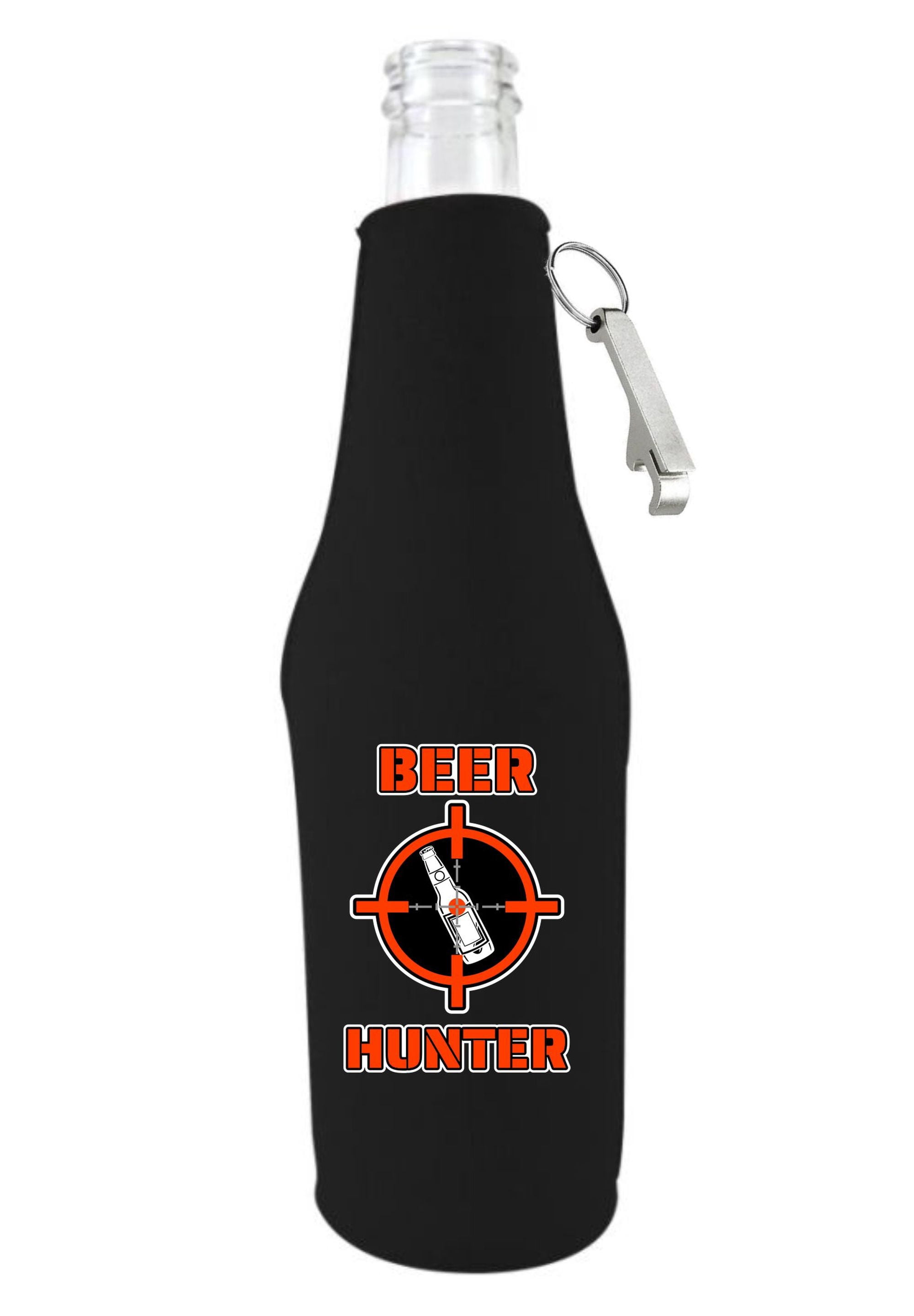 Beer Hunter Beer Bottle Coolie With Opener (Black) - Walmart.com