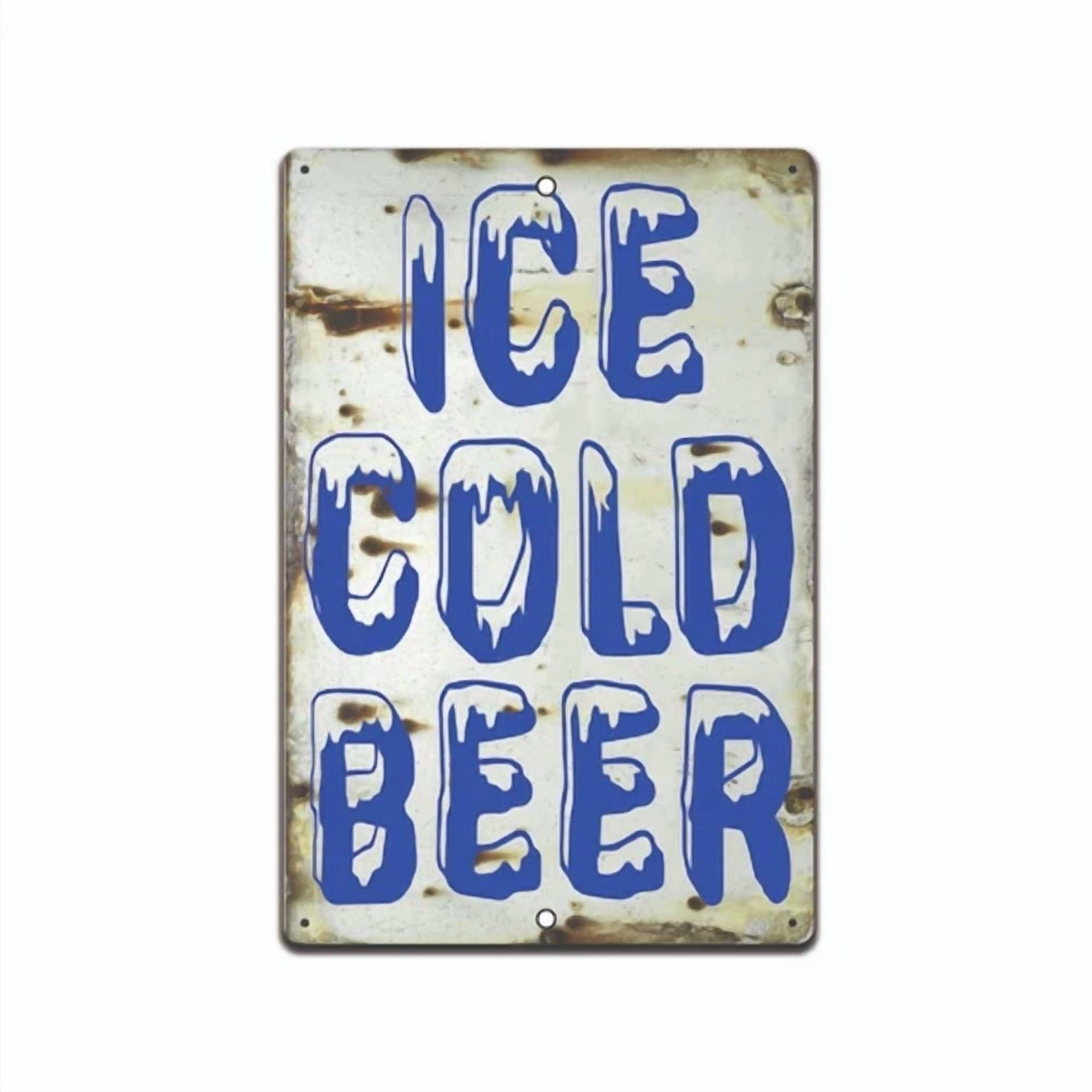 Beer Ice Cold Beer Rustic Vintage Looking Metal Sign Craft Bar Man Cave ...
