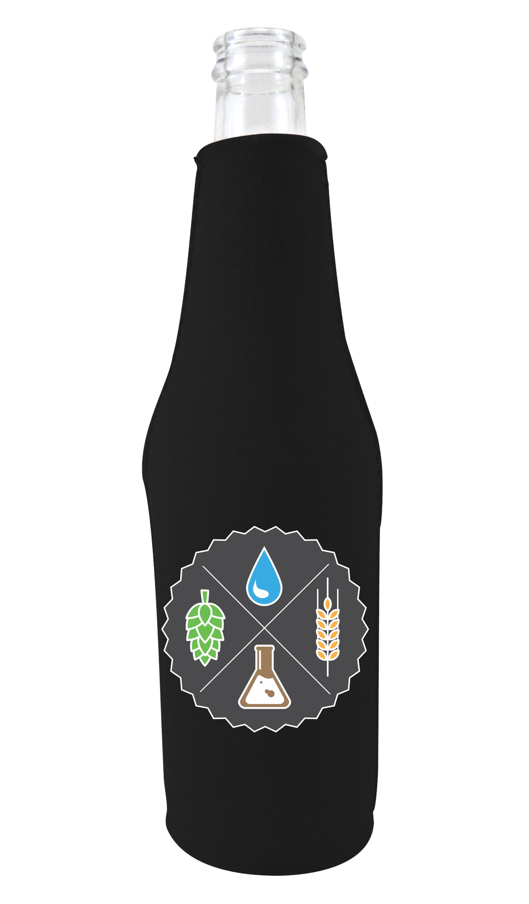 Beer Ingredients Beer Bottle Coolie (Black With Opener) - Walmart.com