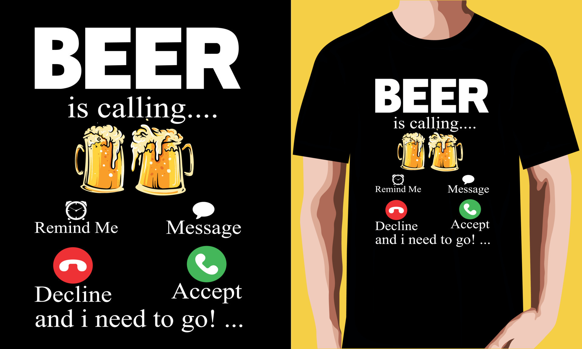 Beer Is Calling Reminder Message T Shirt Vector Art Shirt, Size 3Xl ...