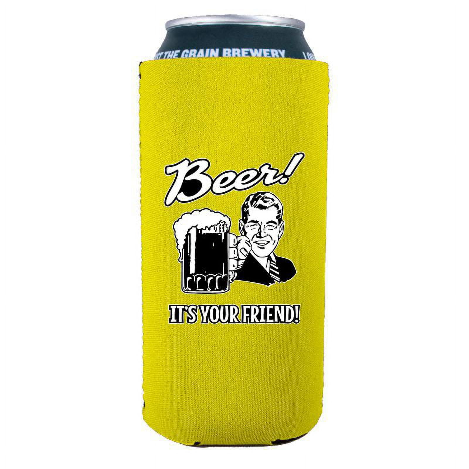 Beer! It's Your Friend! 16 oz. Can Coolie (Yellow) - Walmart.com