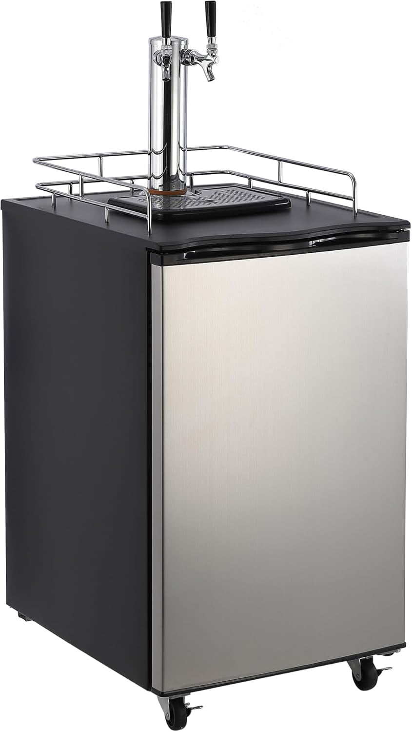 Beer Kegerator, Dual Tap Draft Beer Dispenser, Full Size Kegerator and ...