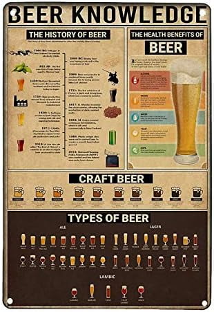 Beer Knowledge Art Printing Poster Beer Sign Retro Metal Sign Bar Cafe ...