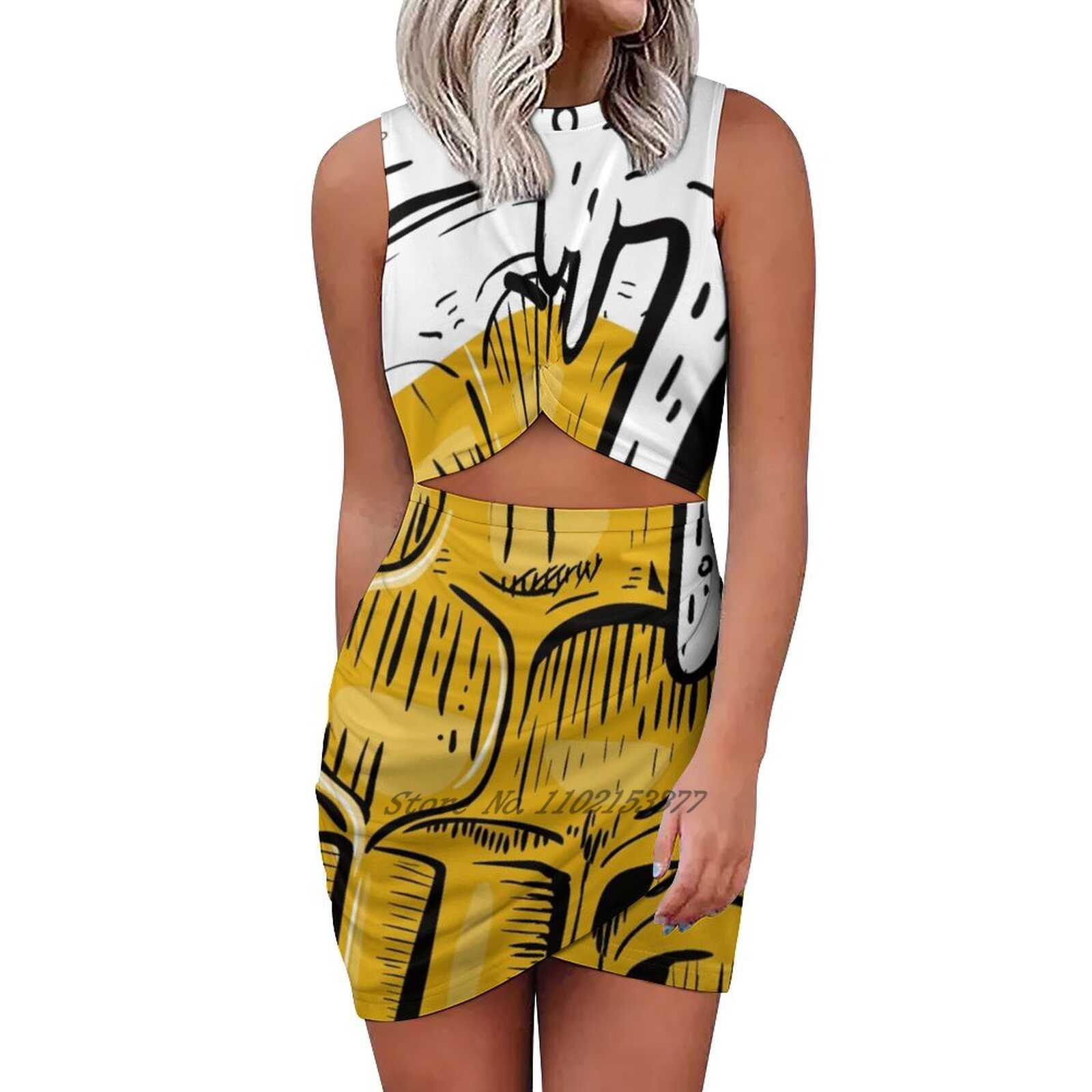 Beer Loose Pocket Dress Women'S Printed Dresses V Neck Casual Dress New ...