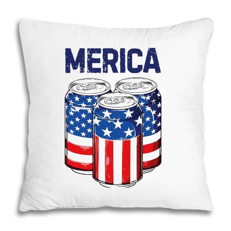 Beer Merica 4Th Of July Men Women American Flag Usa Pillow - Walmart.com
