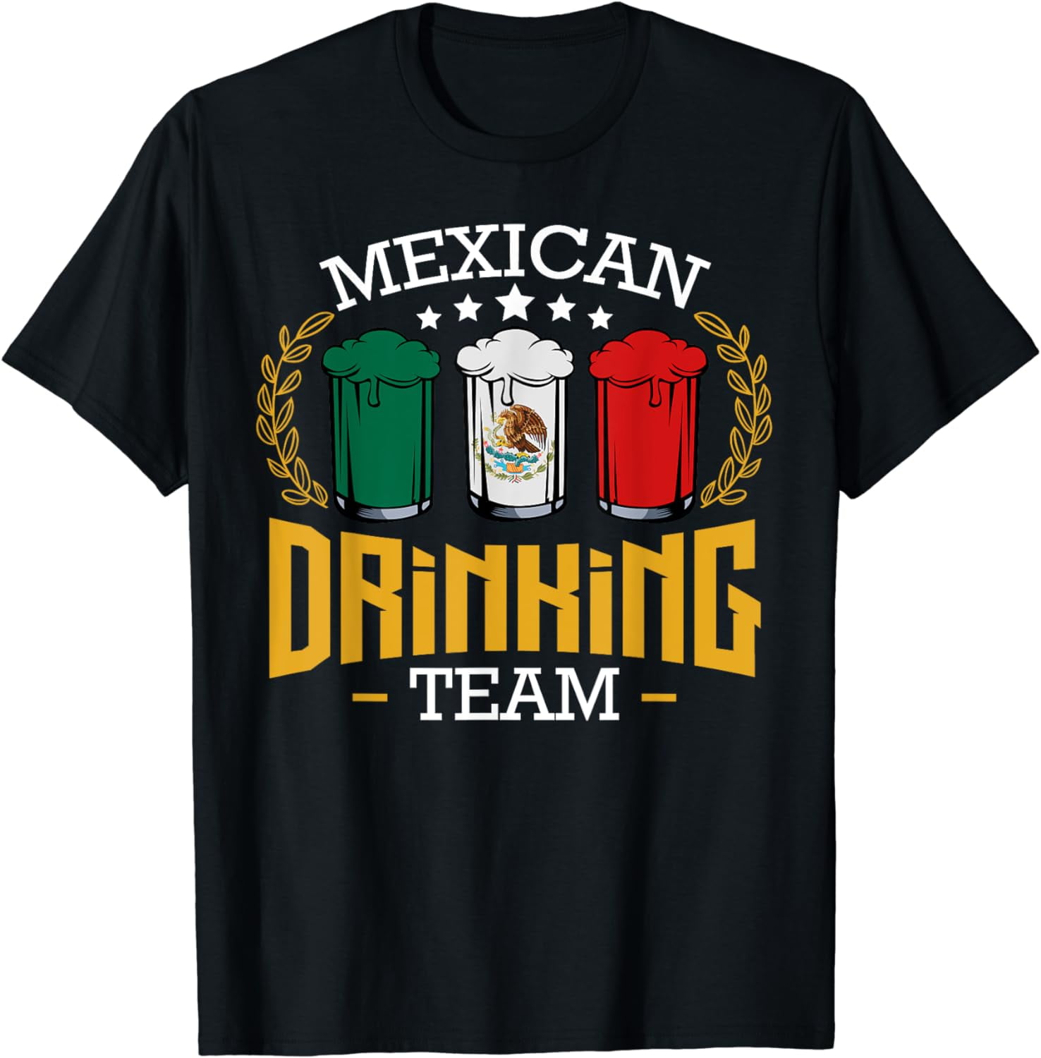 Beer Mexican Drinking Team Mexico Flag Funny Beer Pub Party T-Shirt ...