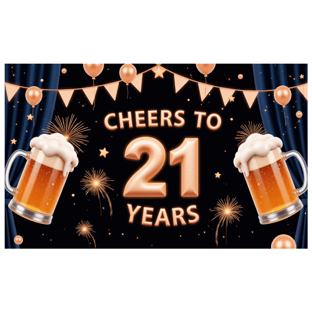 Beer Mug Banner Cheers Anniversary Yellow Balloons Star Design ...