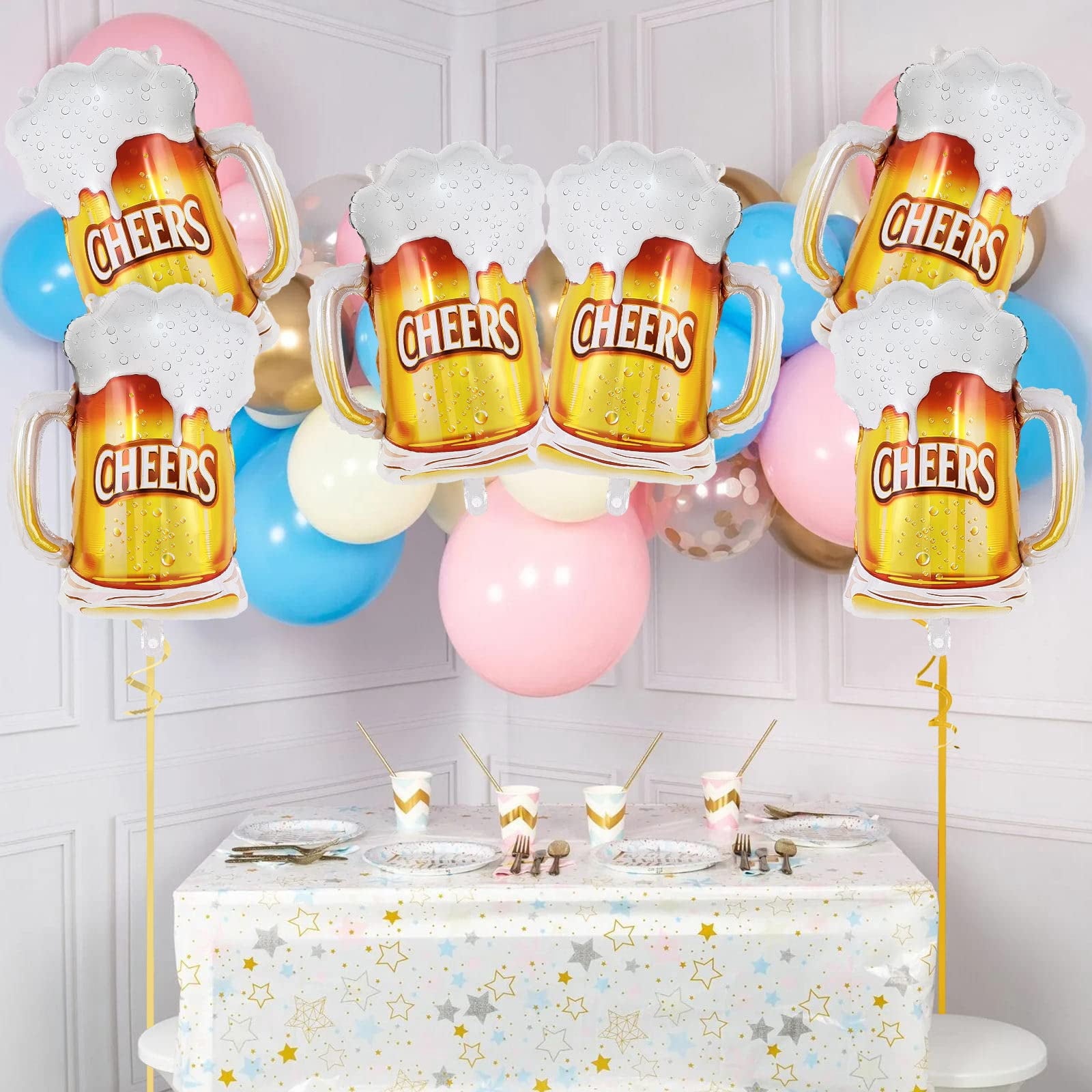 Beer Mug Cheers AJH3 Balloons, 28 Inch Large Beer Cup Foil Balloons, 6 ...