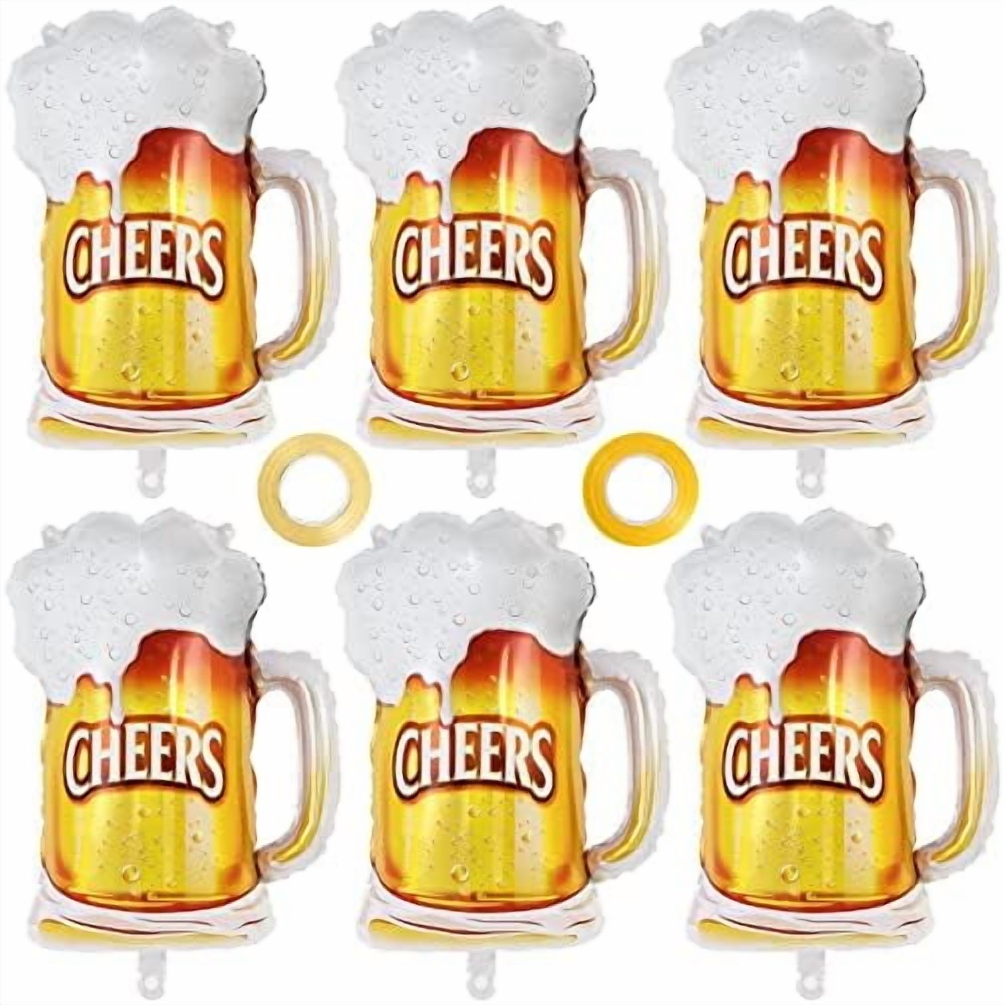 Beer Mug Cheers Balloons, 28 Inch Large Beer Cup Foil Balloons, 6 Pcs ...