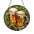 Beer Mug Stained Glass Suncatcher Window Hanging, Foamy Beer Mugs and ...