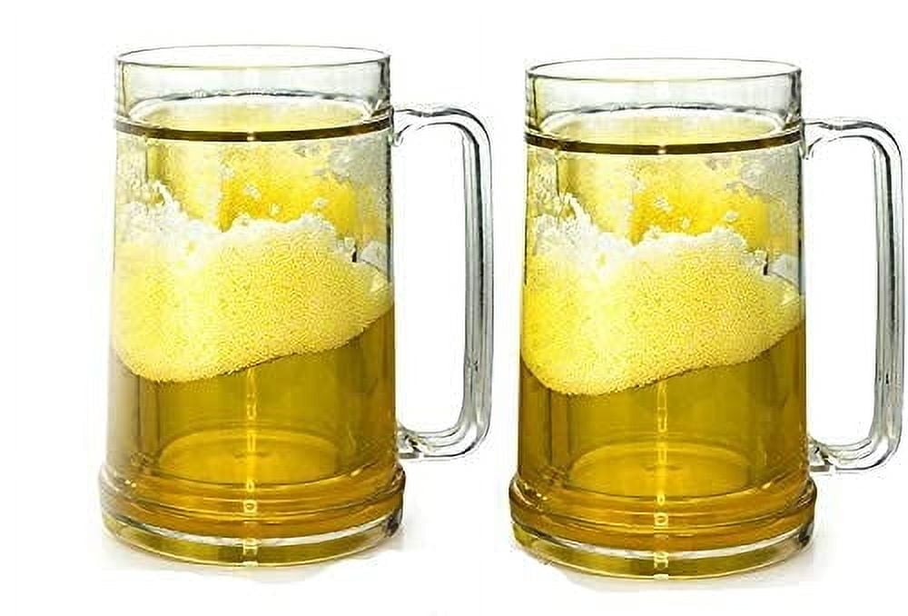 Beer Mugs with Handle - 16 fl. oz Set of 2 Large Freezer Mug for Men ...